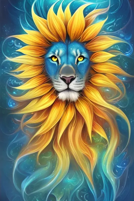 DOPASTICKER Lion Sticker Sunflower Head King Jungle Animal Flower ...
