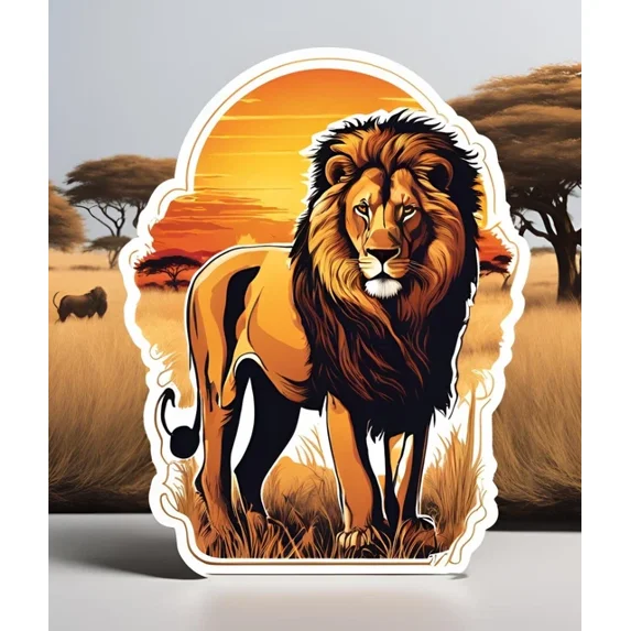 DOPASTICKER Lion Sunset Sticker Phone Decal Water Bottle Stickers, Cars ...