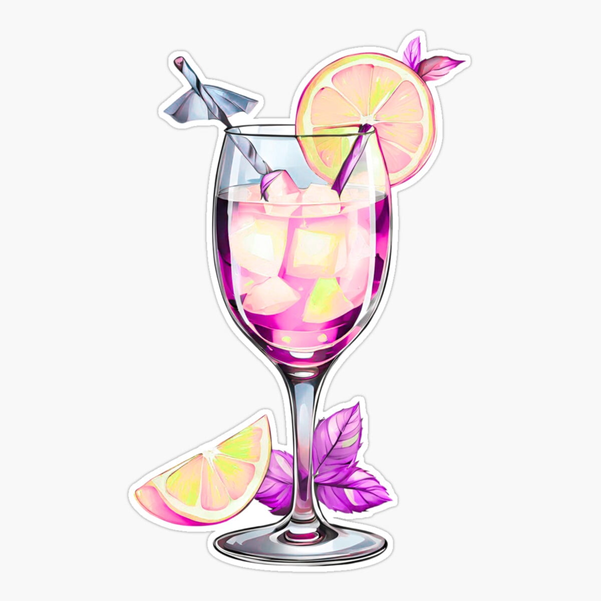 DOPASTICKER Liquid Light: Abstract Cocktail Gl Sticker, Phone Sticker ...