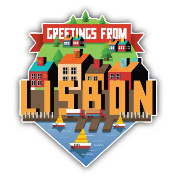 DOPASTICKER Lisbon Portugal Cartoon Label Car Sticker Phone Decal Water ...