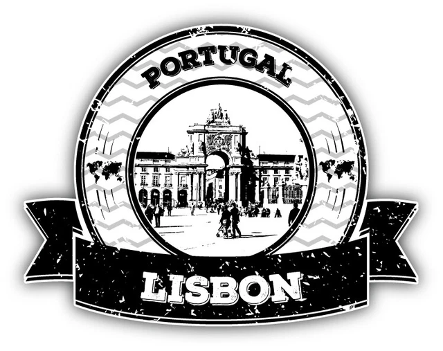 DOPASTICKER Lisbon Portugal Grunge Rubber Travel Car Sticker Phone ...