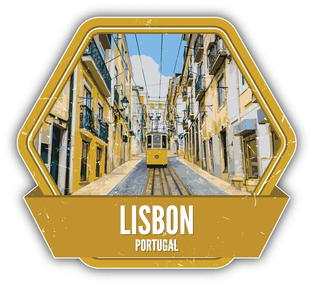 DOPASTICKER Lisbon Portugal Grunge Vintage Travel Label Car Sticker ...