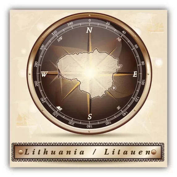 DOPASTICKER Lithuania Compass Map Car Sticker Phone Decal Water Bottle ...
