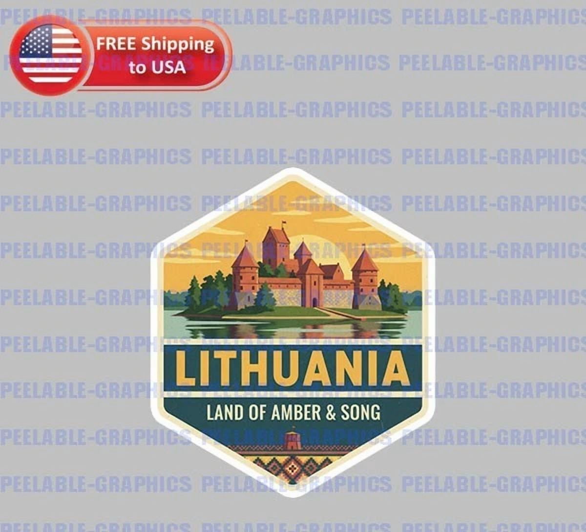 DOPASTICKER Lithuania Country Sticker Souvenir Travel Map Sticker Phone ...