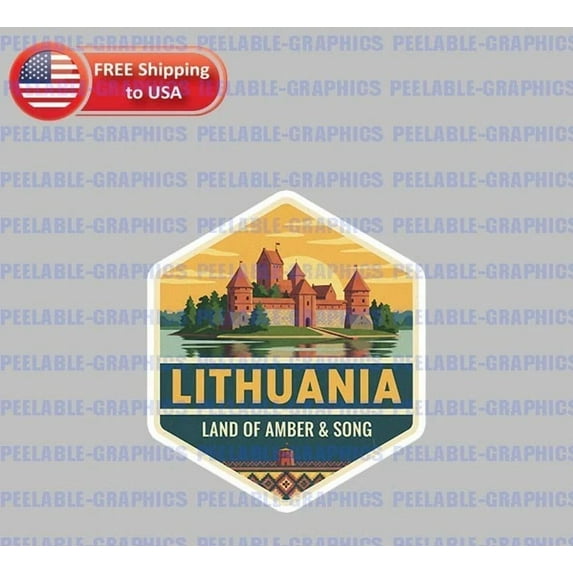 DOPASTICKER Lithuania Country Sticker Souvenir Travel Map Sticker Phone ...