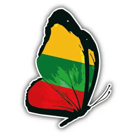 DOPASTICKER Lithuania Flag Butterfly Car Sticker Phone Decal Water ...
