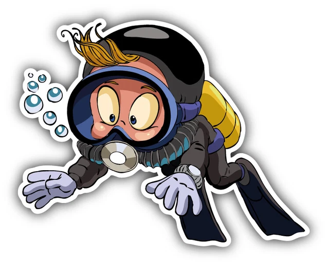 DOPASTICKER Little Diver Cartoon Sticker Decal Phone Decal Water Bottle ...