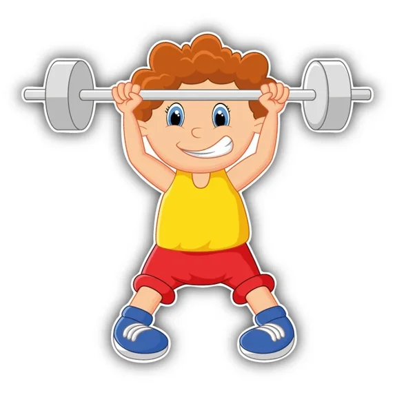 DOPASTICKER Little Weightlifter Cartoon Car Sticker Phone Decal Water ...
