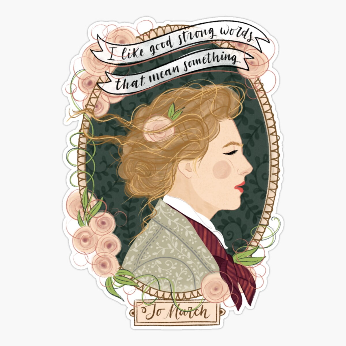 DOPASTICKER Little Women Potraits Jo March Botanical Illustration ...