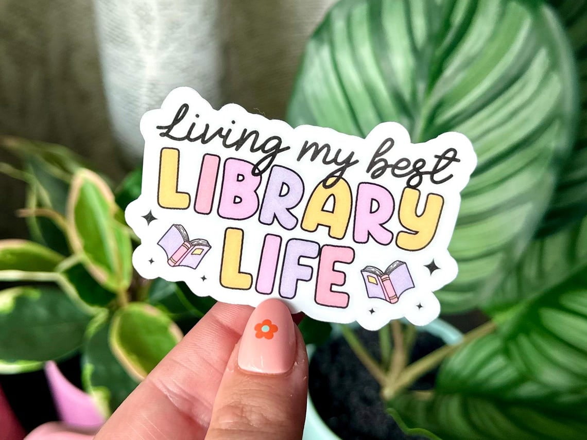 DOPASTICKER Living My Best Library Life Sticker, Book Stickers, Gift ...