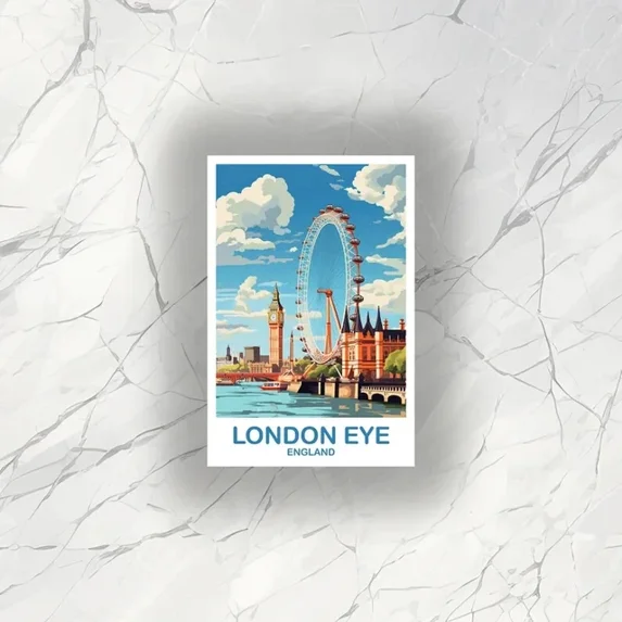 DOPASTICKER London Eye Travel Sticker England Art With Big Ben For Uk ...