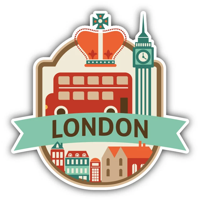 DOPASTICKER London United Kingdom World City Travel Badge Car Sticker ...