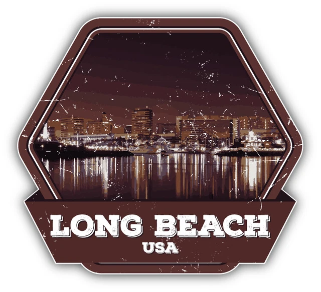 DOPASTICKER Long Beach City Usa Grunge Vintage Travel Label Car Sticker ...