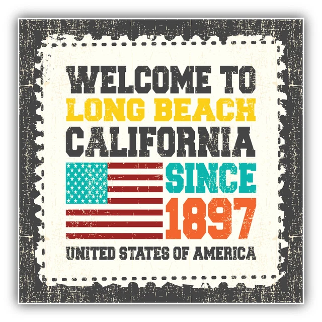DOPASTICKER Long Beach Grunge Travel Postage Car Sticker Phone Decal ...