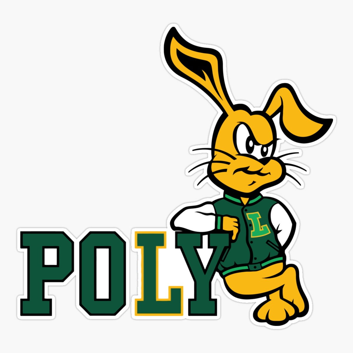 DOPASTICKER Long Beach Poly Logo Jackrabbit Green Sticker, Phone ...