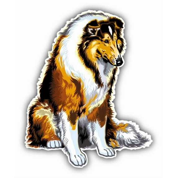 DOPASTICKER Long Haired Collie Breed Dog Sticker Decal Phone Decal ...
