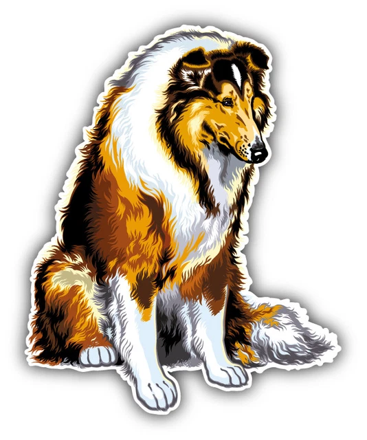 DOPASTICKER Long Haired Collie Breed Dog Sticker Decal Phone Decal ...