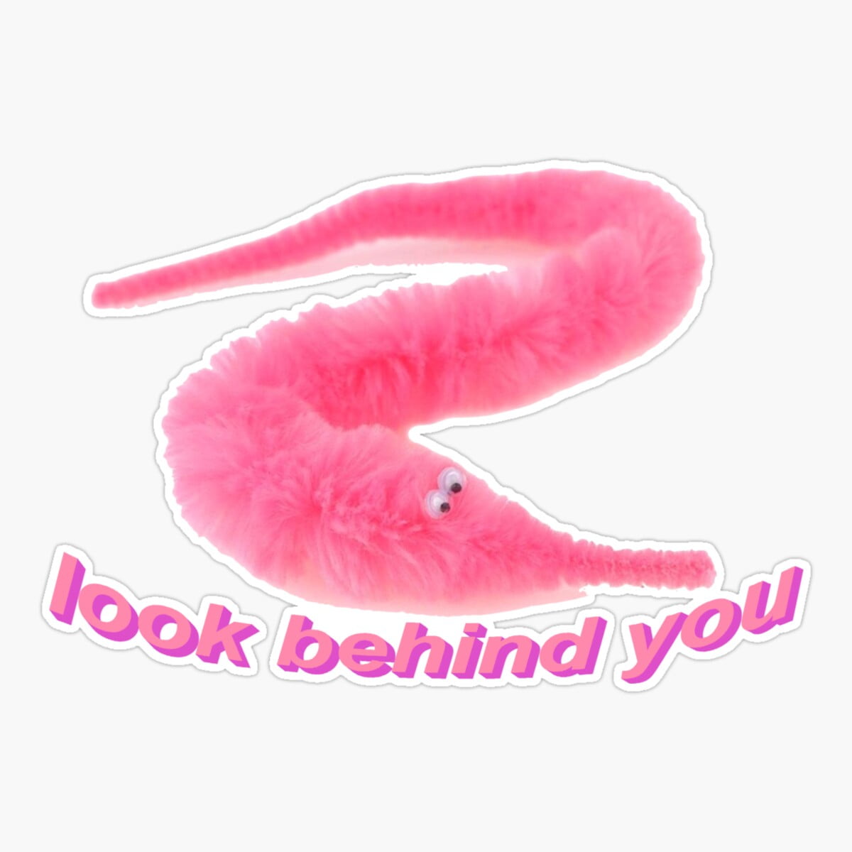 DOPASTICKER Look Behind You Wor.M On A String Sticker, Phone Sticker ...