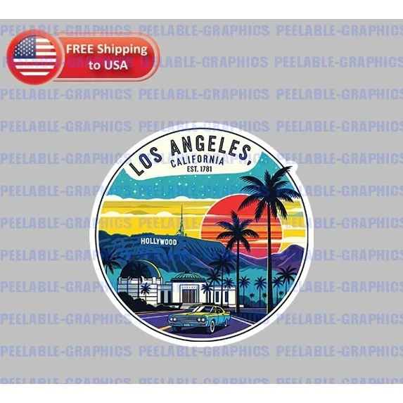 DOPASTICKER Los Angeles California La Sticker Toolbox Tablet Sticker ...