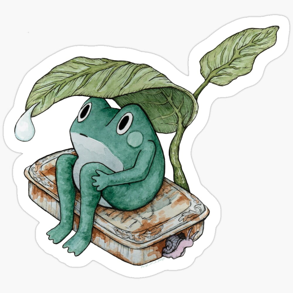 DOPASTICKER Lost In Thought Frog Sticker Phone Sticker, Latop Sticker ...