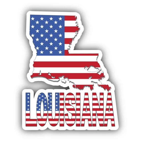 DOPASTICKER Louisiana Usa State Map Flag Sticker Car Phone Decal Water ...
