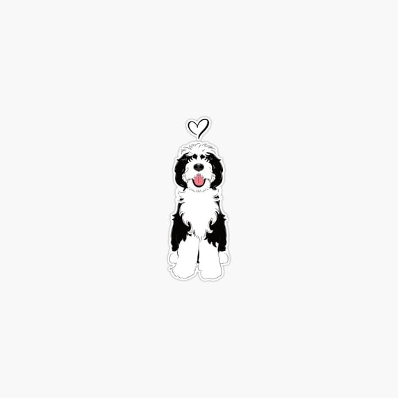 DOPASTICKER Love Black And White Sheepadoodle 1 Sticker, Phone Sticker ...