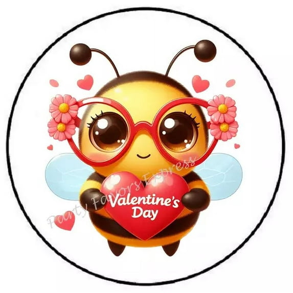 DOPASTICKER Love Day Bee With Glasses Stickers Favors Gift You ...