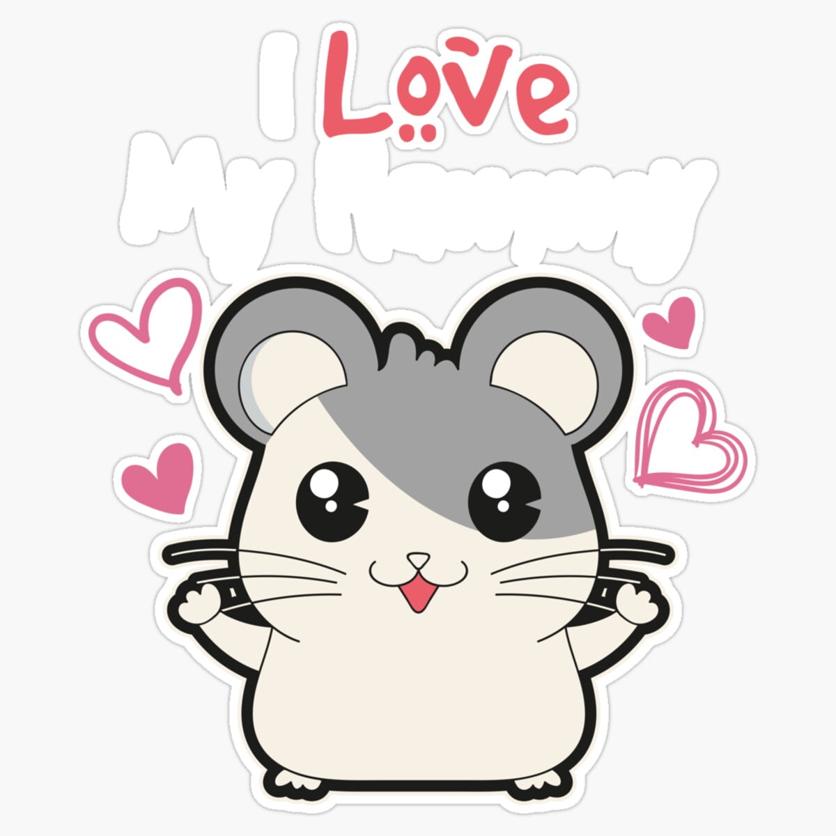 DOPASTICKER Love Hamsters I Love My Hammy Fun Gift Idea Product Sticker ...