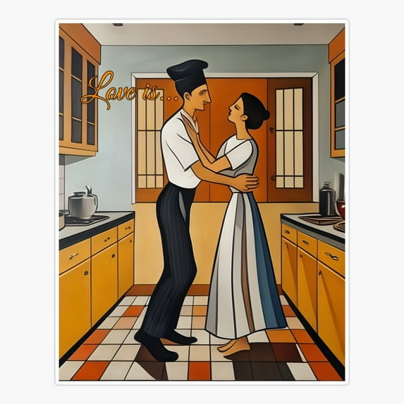 DOPASTICKER Love Is A Roman.Tic Dance In The Kitchen Sticker, Phone ...