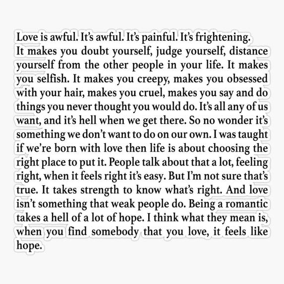 DOPASTICKER Love Is Awful The Priest Fleabag Love Speech Sticker, Phone ...