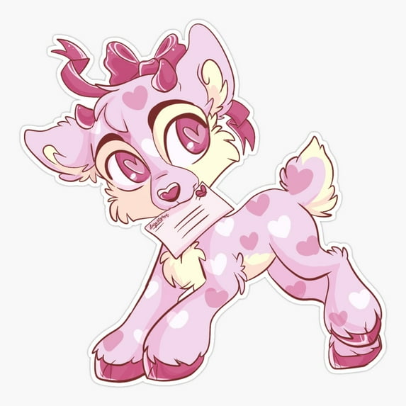 DOPASTICKER Love Ixi Neopets Goat Lamb Pink Girly Hearts Bow Sticker ...
