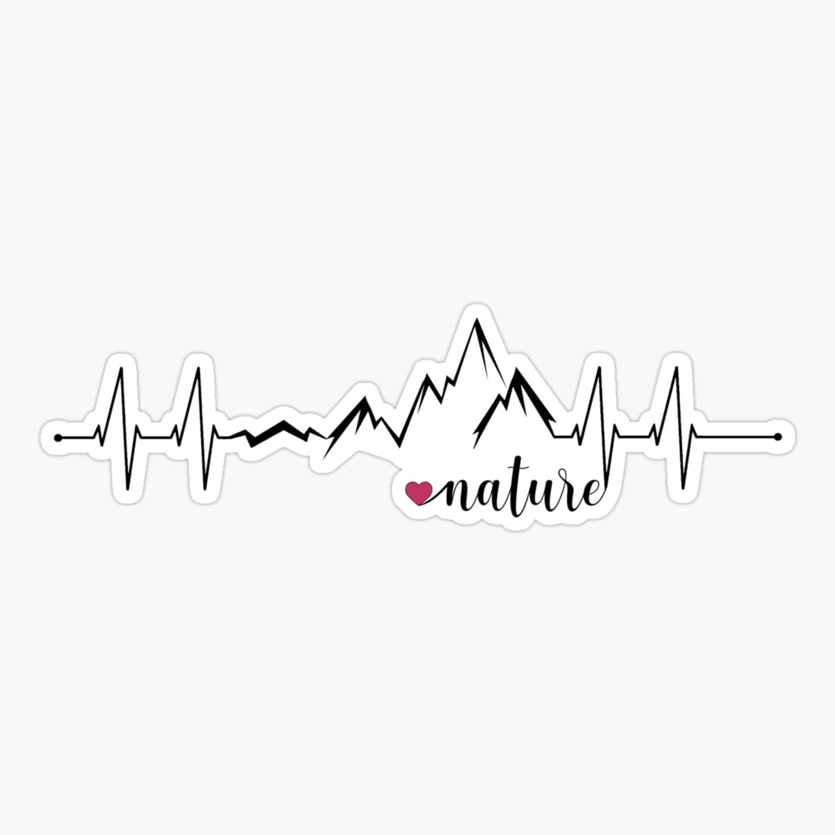 DOPASTICKER Love Nature Mountains Heartbeat Ecg, Graphic Quote Sticker ...