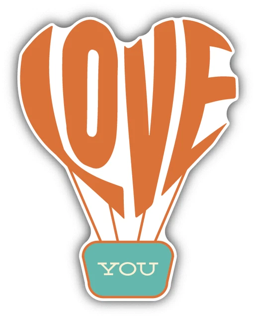 DOPASTICKER Love You Air Balloon Sticker Decal Phone Decal Water Bottle ...