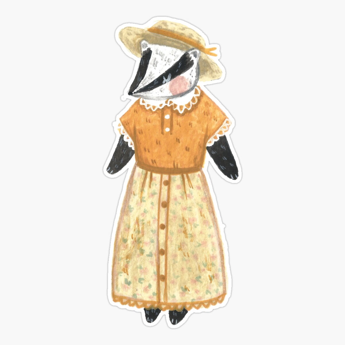 DOPASTICKER Lovely Badger Lady Sticker, Phone Sticker Water Bottle ...