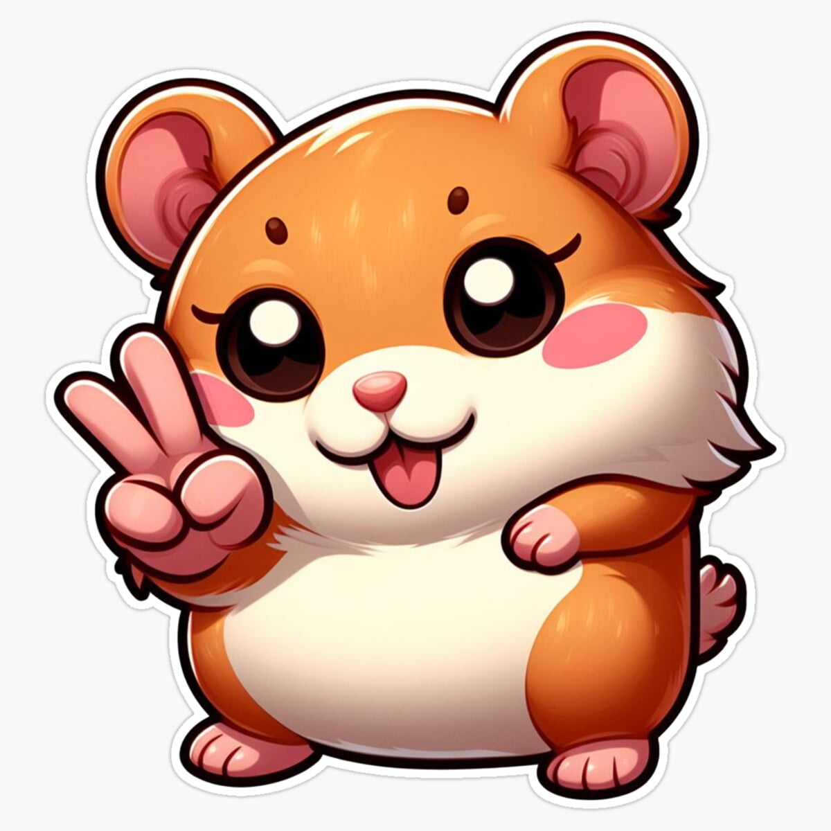 DOPASTICKER Lovely Orange Hamster Making The Peace Sign Sticker, Phone ...
