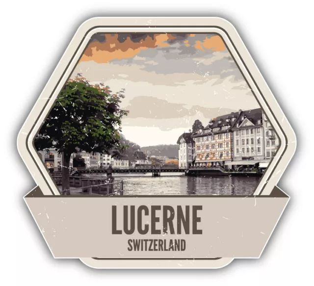 DOPASTICKER Lucerne Switzerland Grunge Vintage Travel Label Car Sticker ...