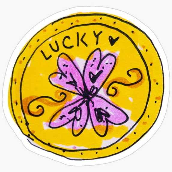 DOPASTICKER Lucky Coin With Clover Sticker Phone Sticker, Latop Sticker ...