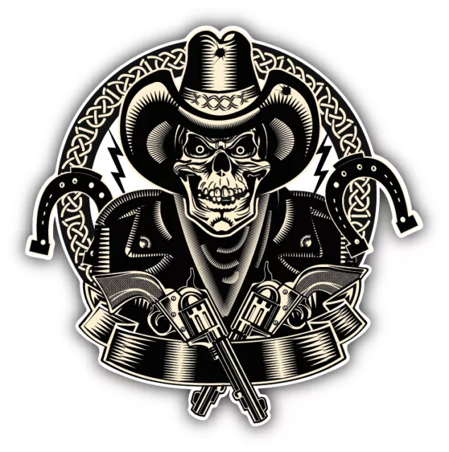 DOPASTICKER Lucky Cowboy Skull Sticker Decal Phone Decal Water Bottle ...
