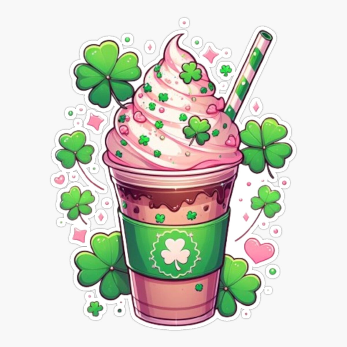 DOPASTICKER Lucky Shamrock Frappe Fun Sticker, Phone Sticker Car ...