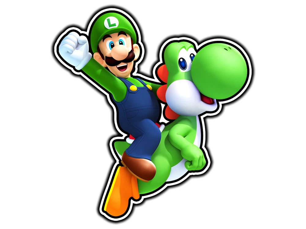 DOPASTICKER Luigi Riding Yoshi Sticker Decal Phone Decal Water Bottle ...