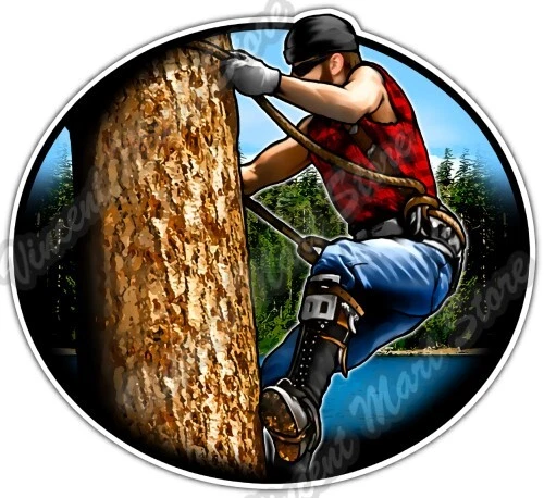 DOPASTICKER Lumberjack Climber Tree Wood Axe Saw Nature Car Sticker ...