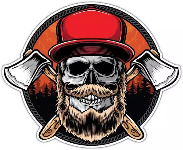 DOPASTICKER Lumberjack Logging Axe Forest Wood Skull Car Window Sticker ...