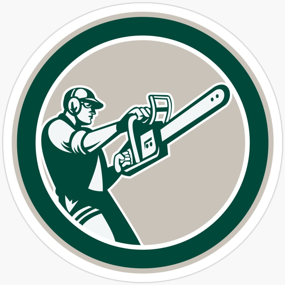 DOPASTICKER Lumberjack Tree Trimmer Arborist Chainsaw Circle Sticker ...