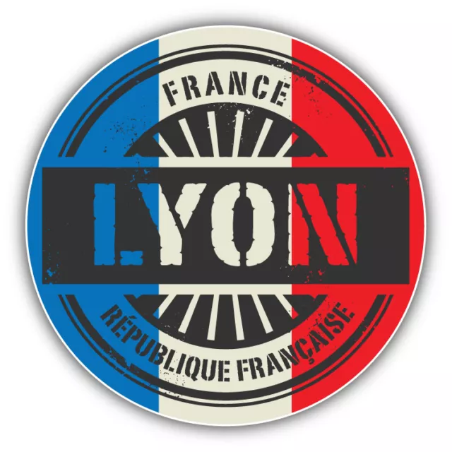 DOPASTICKER Lyon City France Flag Stamp Sticker Decal Phone Decal Water ...