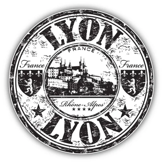 DOPASTICKER Lyon City France Grunge Travel Stamp Sticker Decal Phone ...