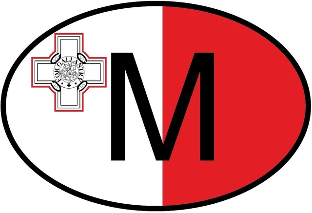 DOPASTICKER M Malta Country Code Oval With Flag Sticker Phone Decal ...