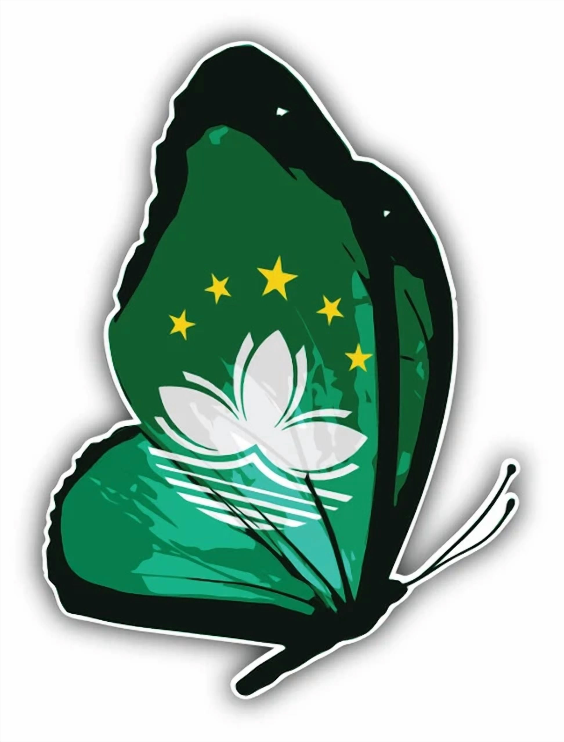 DOPASTICKER Macau Flag Butterfly Car Sticker Phone Decal Water Bottle ...