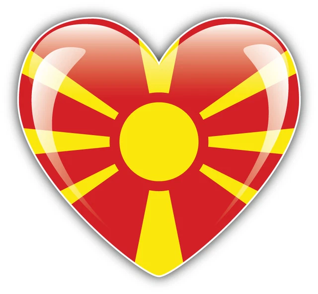 DOPASTICKER Macedonia Heart Flag Car Sticker Phone Decal Water Bottle ...