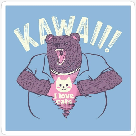 DOPASTICKER Mad Bear I Love Cats Inside Perfect Gift Everyone Phone ...