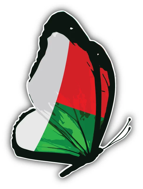 DOPASTICKER Madagascar Flag Butterfly Car Sticker Phone Decal Water ...